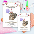 Cute Beaver 1st Birthday Party Invitation | Zazzle