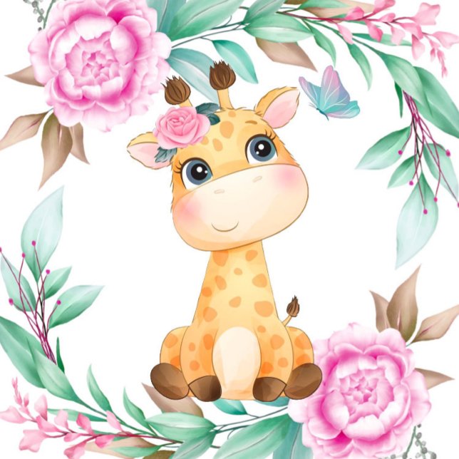 Cute Pink Baby Giraffe Clipart