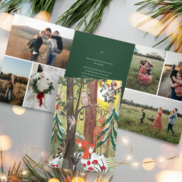 Green forest with woodland animals Christmas Card | Zazzle