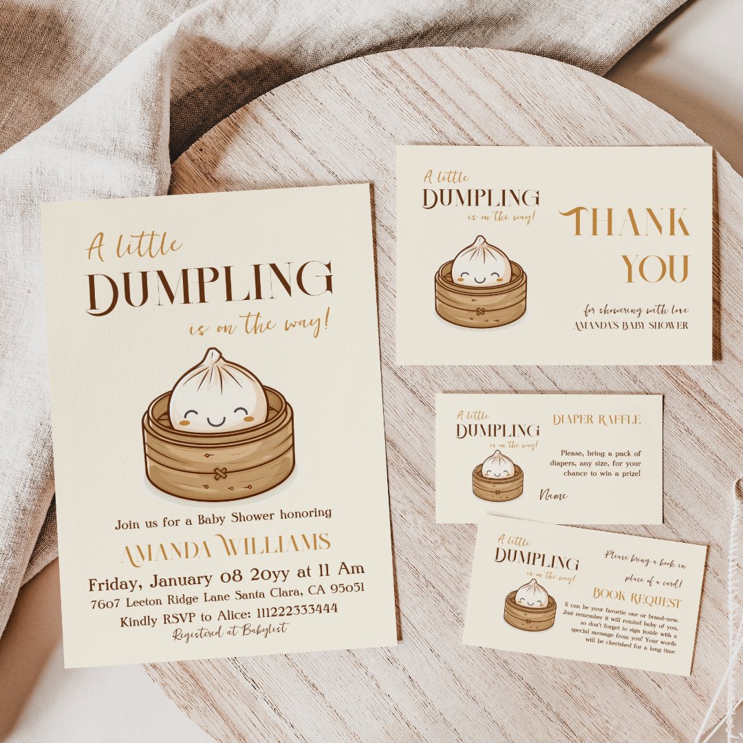 Cute Two Little Dumplings Kawaii Twins Baby Shower Invitation | Zazzle