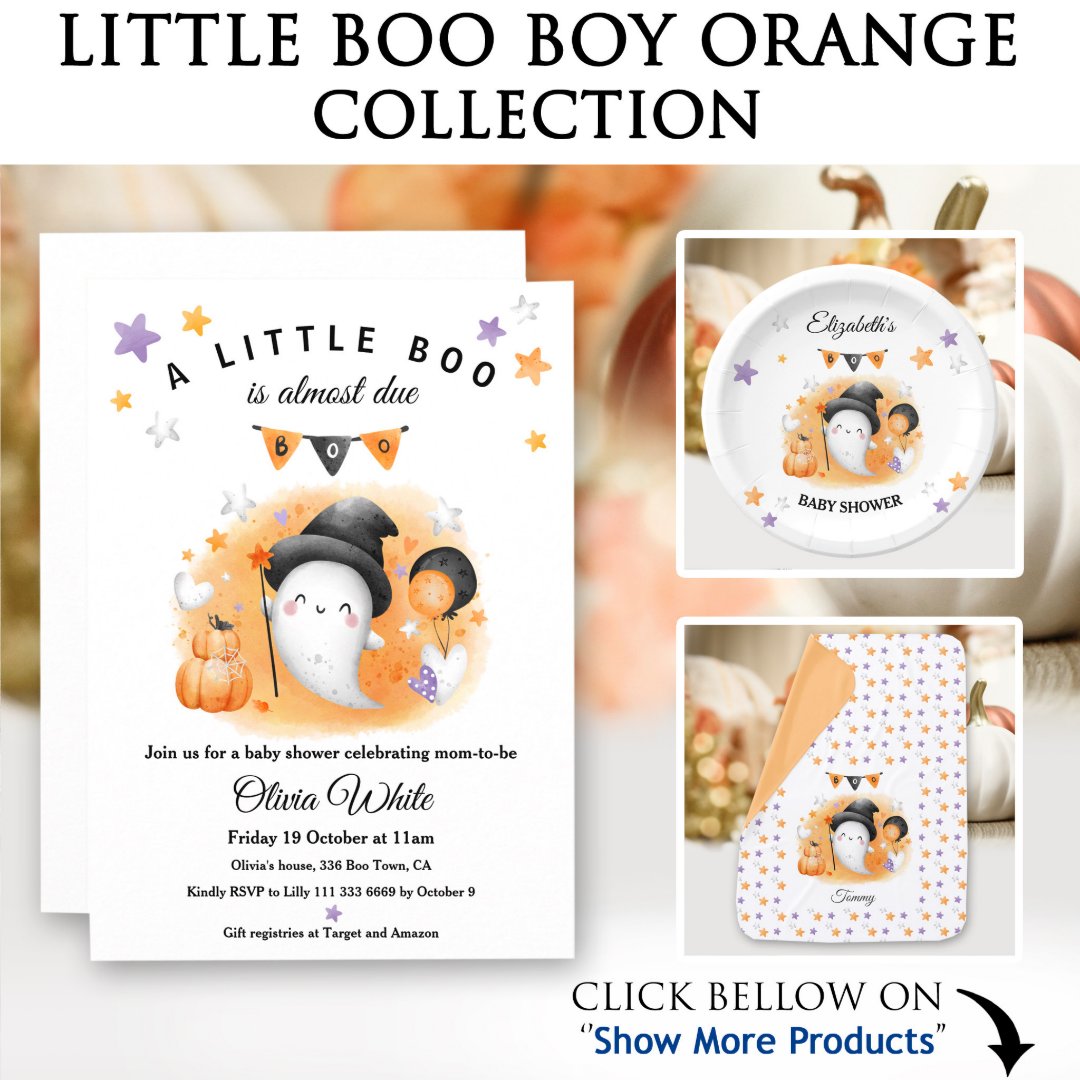 A Little Boo Is Almost Due Halloween Baby Shower Invitation | Zazzle