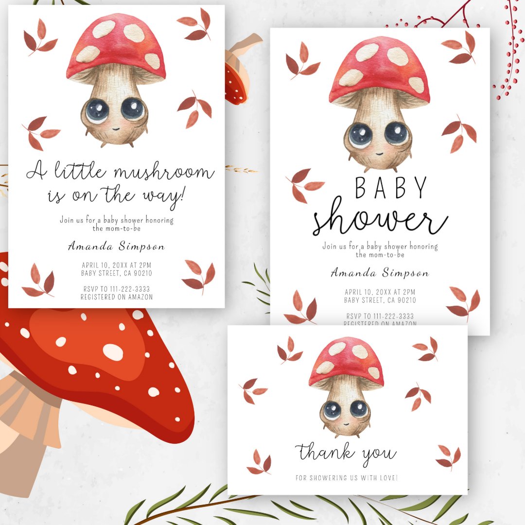Cute mushroom - diaper raffle ticket enclosure card | Zazzle