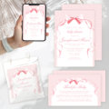 Pastel pink bow ribbon baby girl shower thank you classic round sticker ...