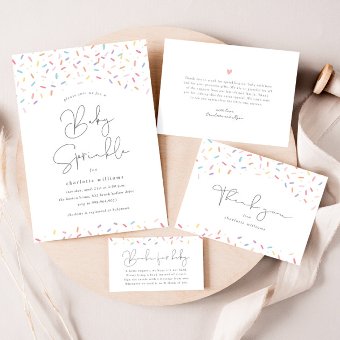 Cute Rainbow Sprinkles Baby Sprinkle Shower Invitation | Zazzle