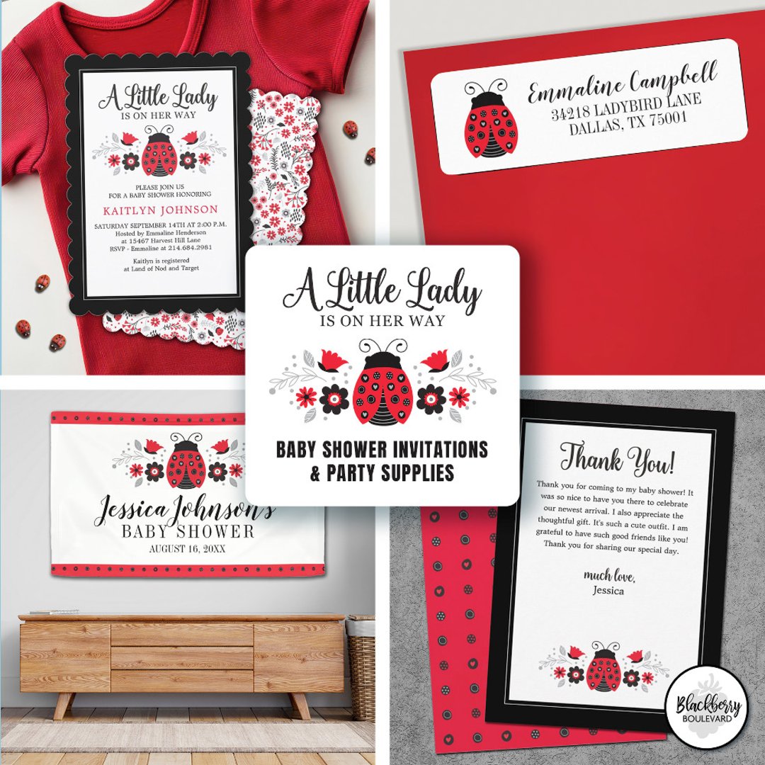 Little Lady Ladybug Baby Shower Invitation | Zazzle