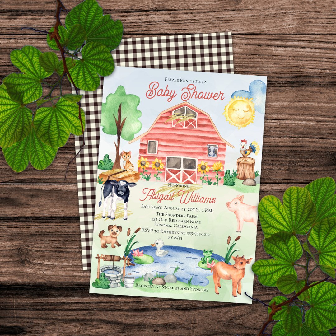Cute Farm Animals Barnyard Baby Shower Guest Book | Zazzle