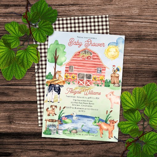 Cute Farm Animals Barnyard Baby Shower Guest Book | Zazzle