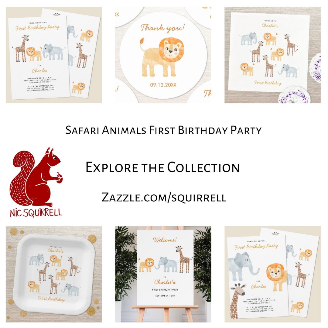 Cute Safari Animals First 1st Birthday Party Invitation | Zazzle