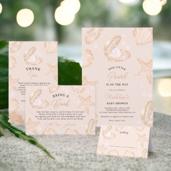 Cute summer ocean little pearl baby shower invitation | Zazzle