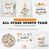 Modern All Star Sports Balls Team Kid Boy Birthday Postcard | Zazzle