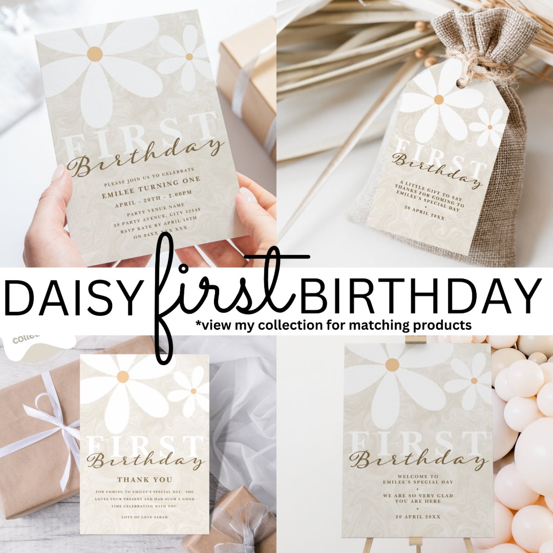 Daisy First Birthday Themed Party Guest Book | Zazzle