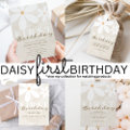 Daisy First Birthday Themed Party Invitation | Zazzle