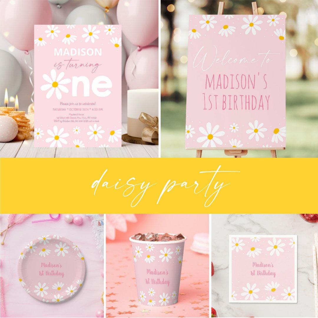 Daisy Wild One First Birthday Invitation | Zazzle