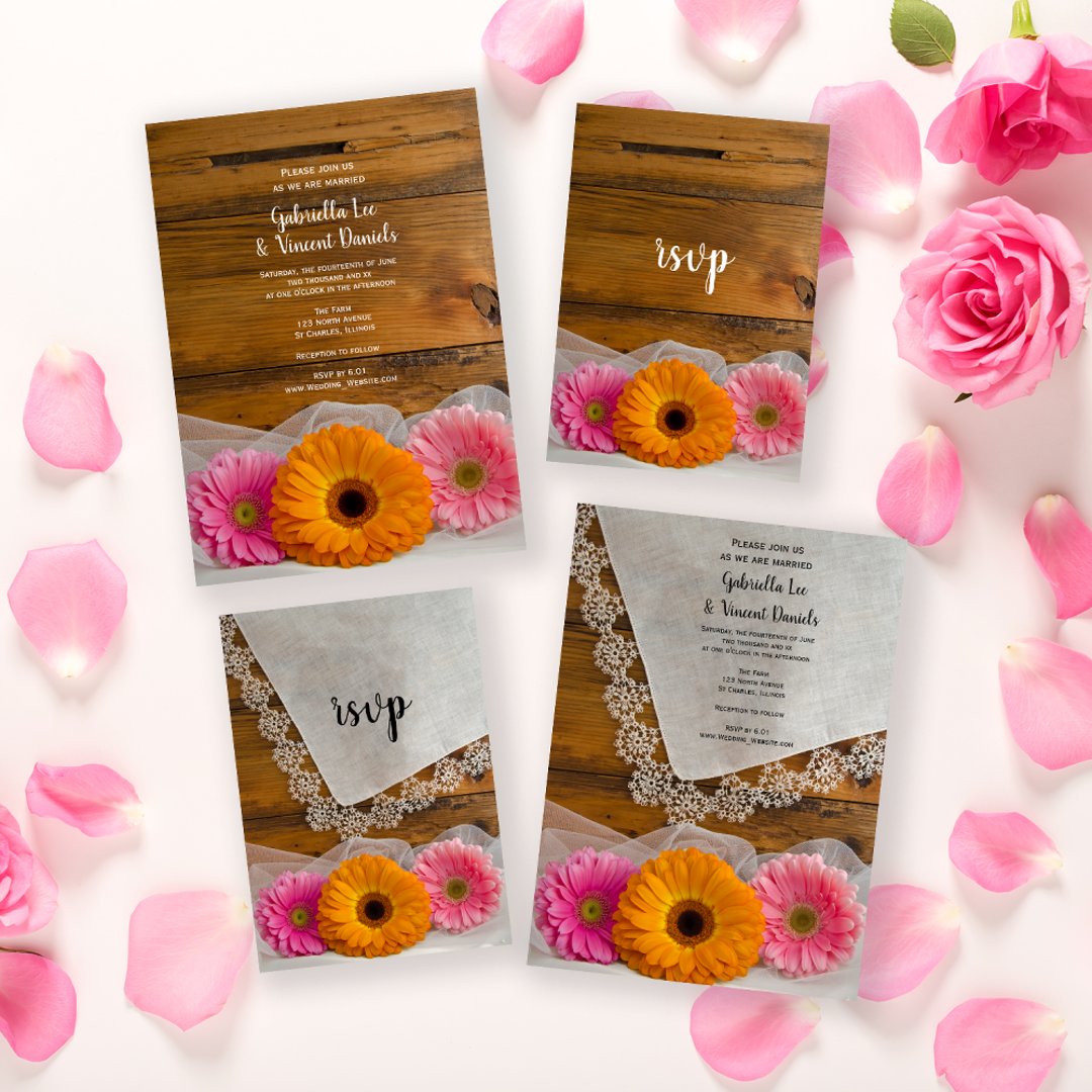 Daisy Trio and Lace Country Barn Bridal Shower Invitation | Zazzle