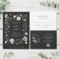 Black Botanical Wildflowers | Elegant Wedding Invitation | Zazzle