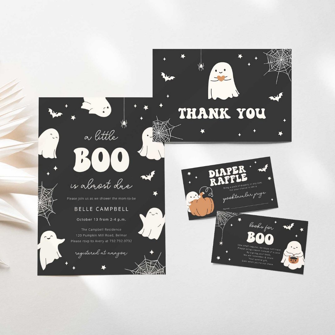 A Little Boo is Almost Due Baby Shower Invitation | Zazzle