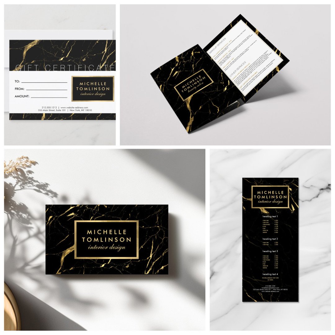 Black and Gold Marble Designer Personalized Pocket Folder | Zazzle