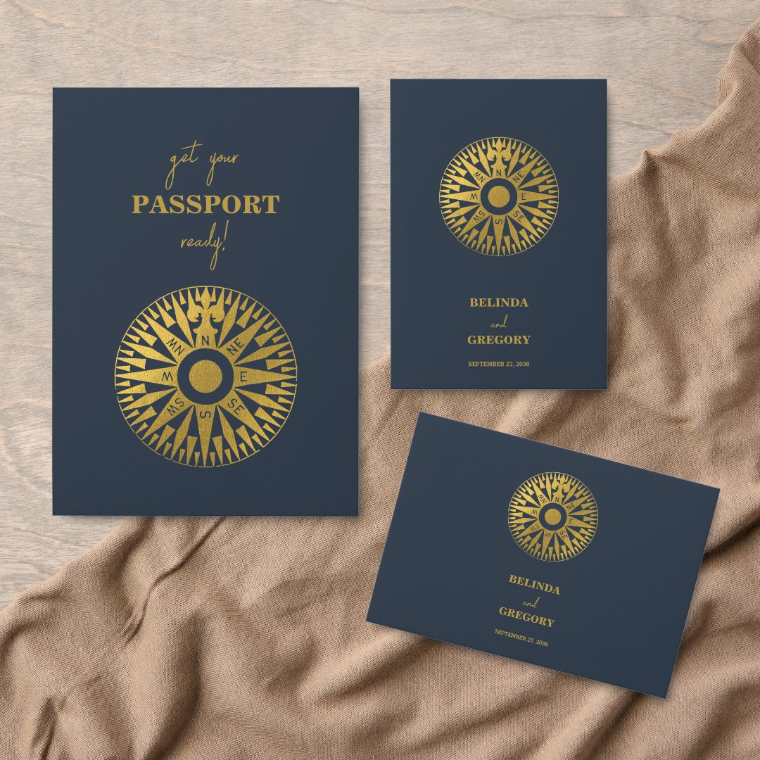 Destination Wedding Passport Compass Wedding All In One Invitation | Zazzle