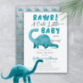Blue Dinosaur QR Code Baby Registry Enclosure Card | Zazzle