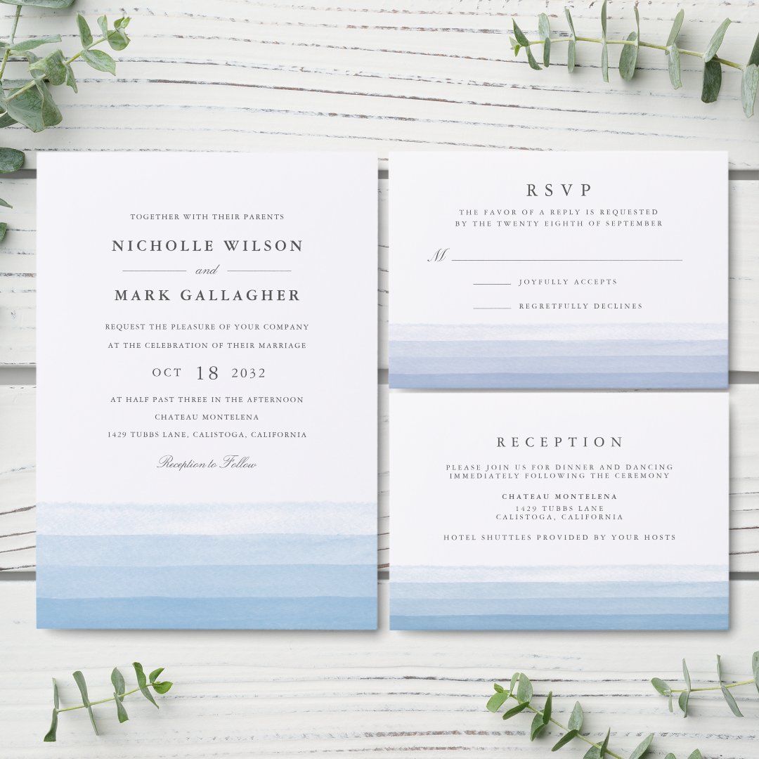 Aqua Dip Dye Watercolor Wedding Monogram Classic Round Sticker | Zazzle