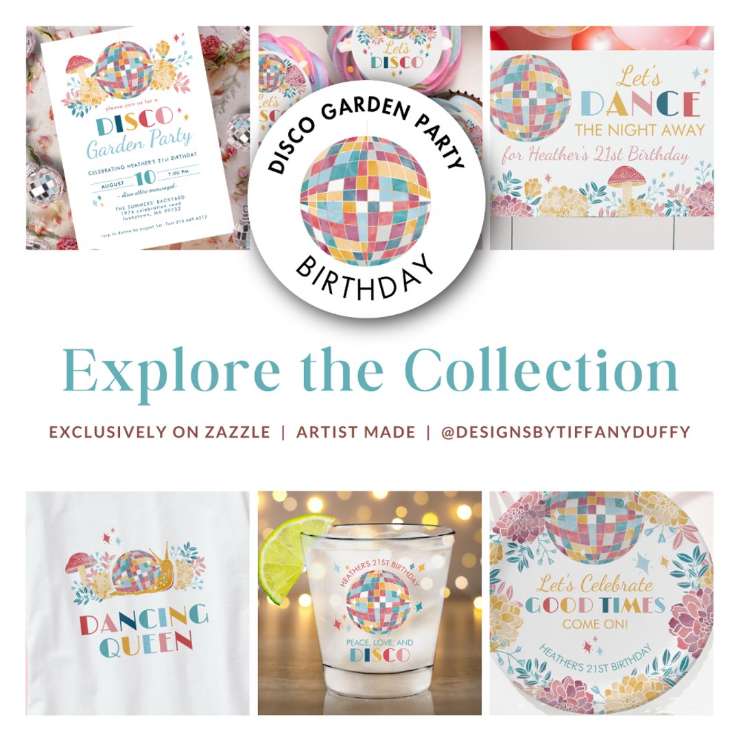Disco Garden Party 70's Theme Birthday Invitation | Zazzle