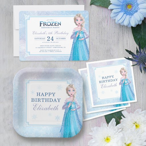 Disney Frozen Elsa Birthday Paper Plates | Zazzle