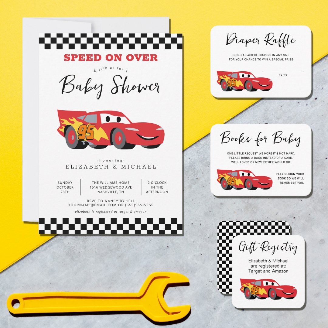 Cars Lightning McQueen Baby Shower Invitation | Zazzle