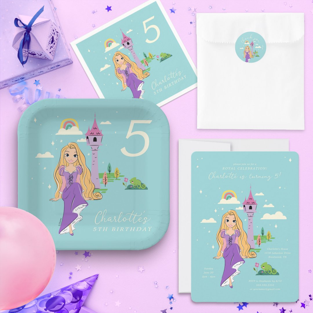 Disney Princess Rapunzel Girls Birthday Sleepover Invitation | Zazzle