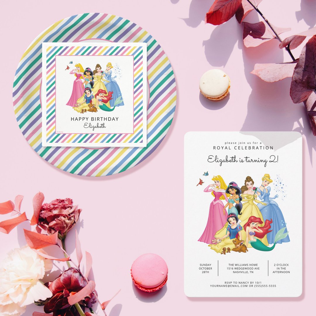 Simple and Modern Disney Princess Birthday Invitation | Zazzle