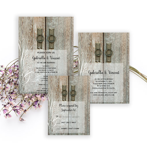Double Barn Doors Country Wedding Invitation | Zazzle