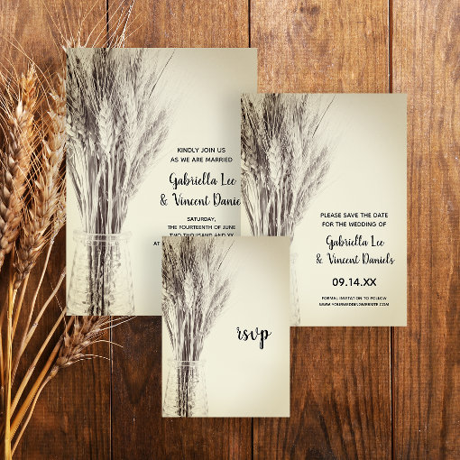 Dried Barley in Milk Bottle Farm Wedding Shower Invitation | Zazzle