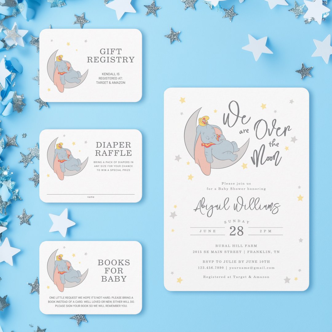 Disney's Dumbo | Over the Moon - Baby Shower Invitation | Zazzle