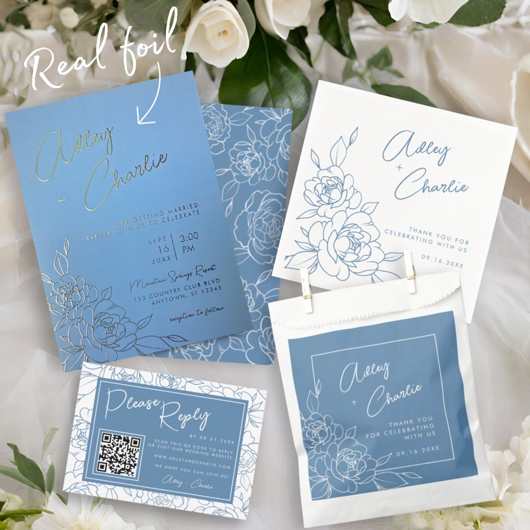 Dusty Blue & White Modern Botanical Wedding Chocolate Covered Oreo | Zazzle