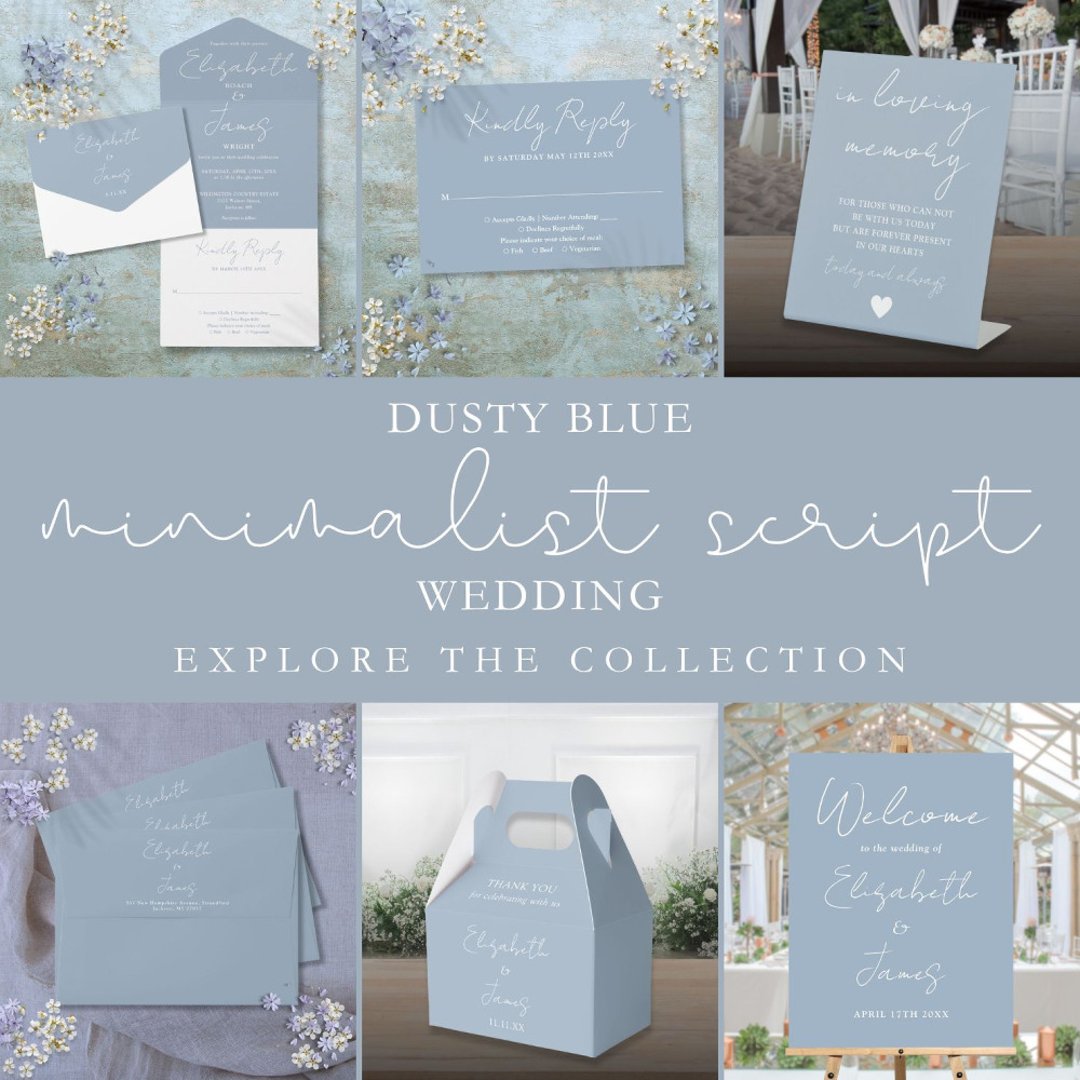 Dusty Blue Elegant Script Wedding Thank You Favor Boxes | Zazzle