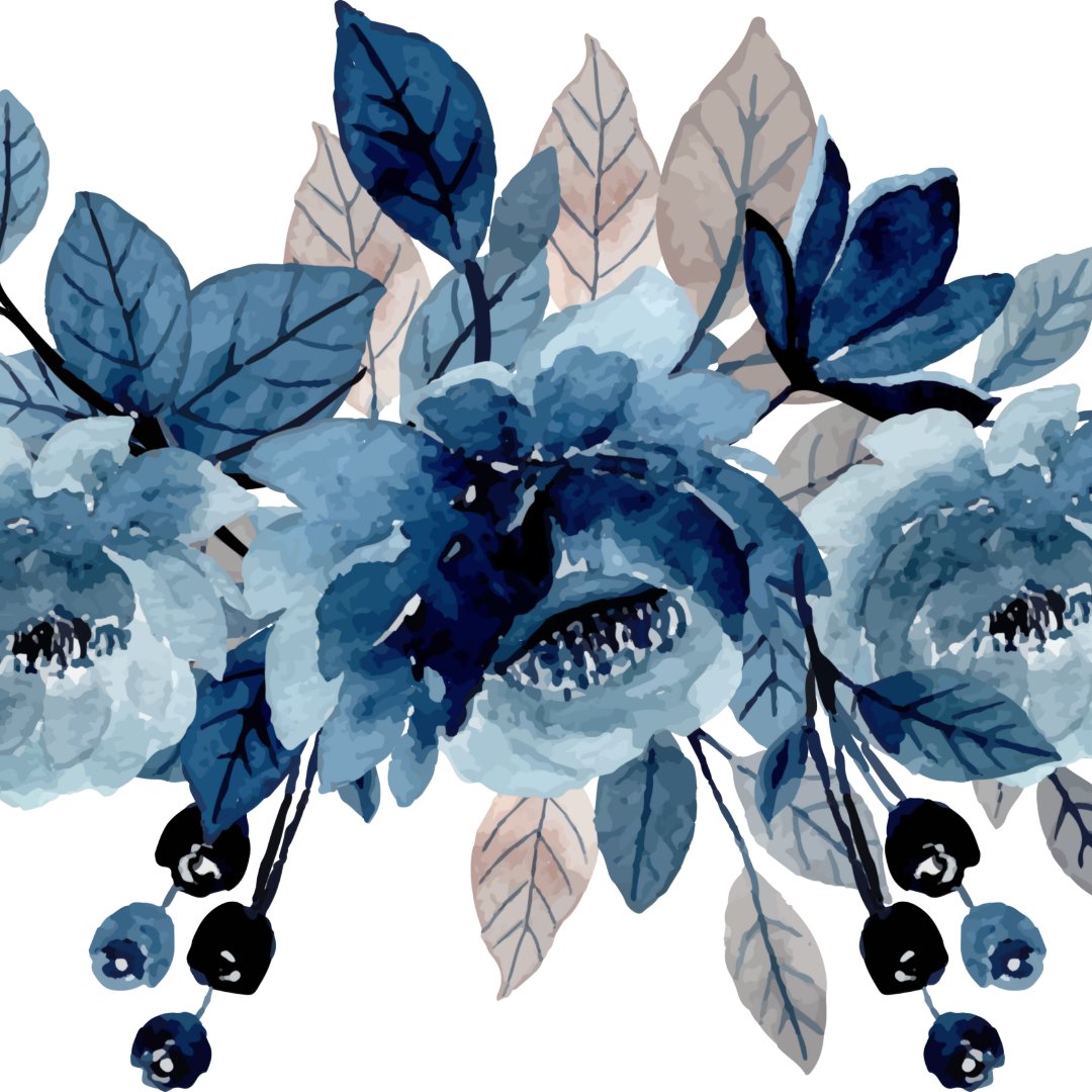 Dusty Blue and Navy Floral Sugar Cookie | Zazzle