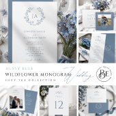 Dusty Blue Monogram Wedding Invitation | Zazzle