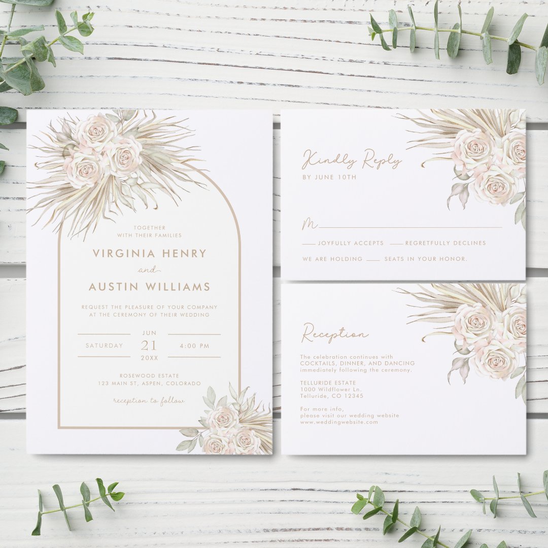 Watercolor Boho Tropical Wedding Invitation | Zazzle