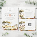Watercolor African Landscape Wedding RSVP QR Code Enclosure Card | Zazzle