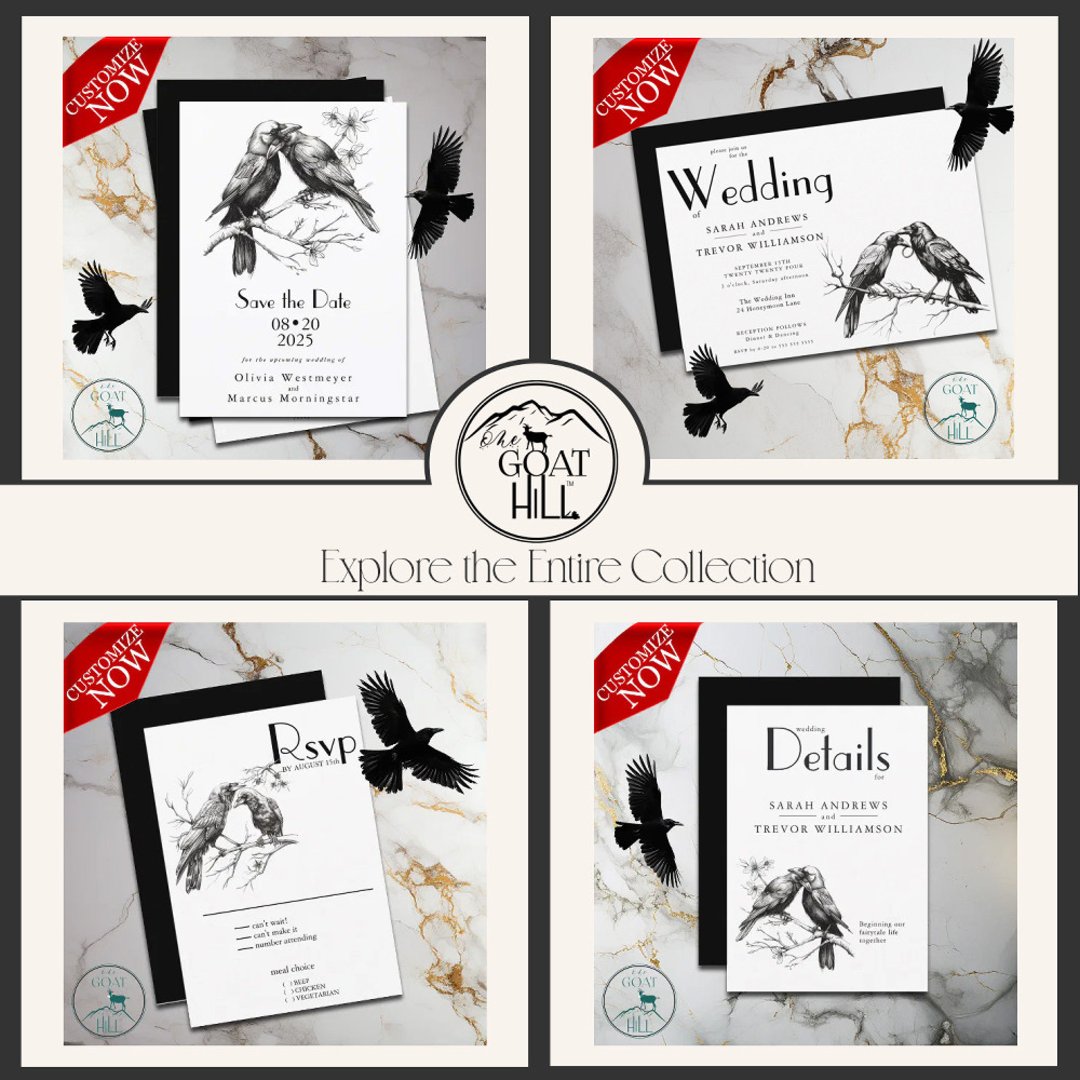 ALL in ONE Wedding Crows in Love Invitation | Zazzle