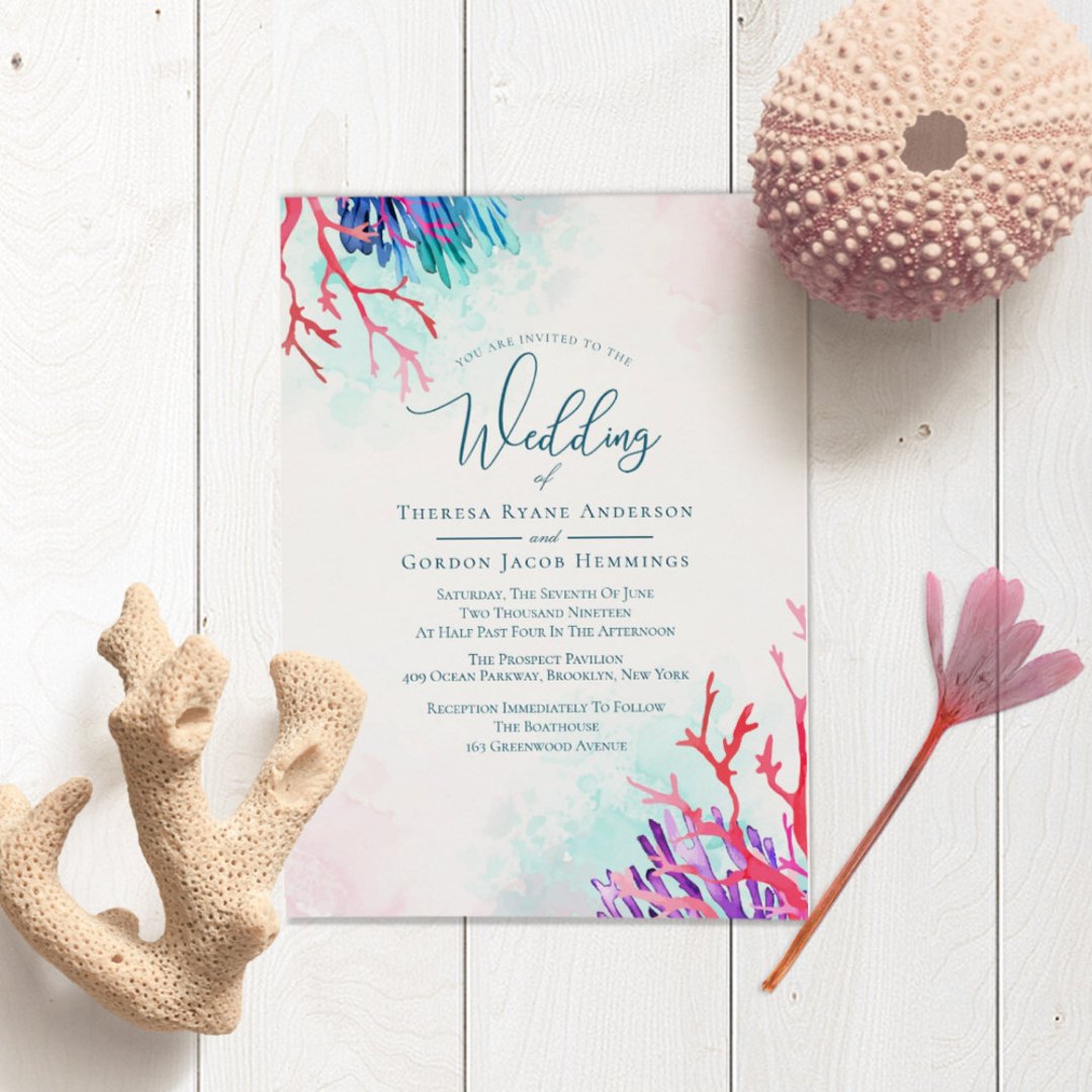 Vibrant Coral Reefs Bridal Shower Invitation | Zazzle