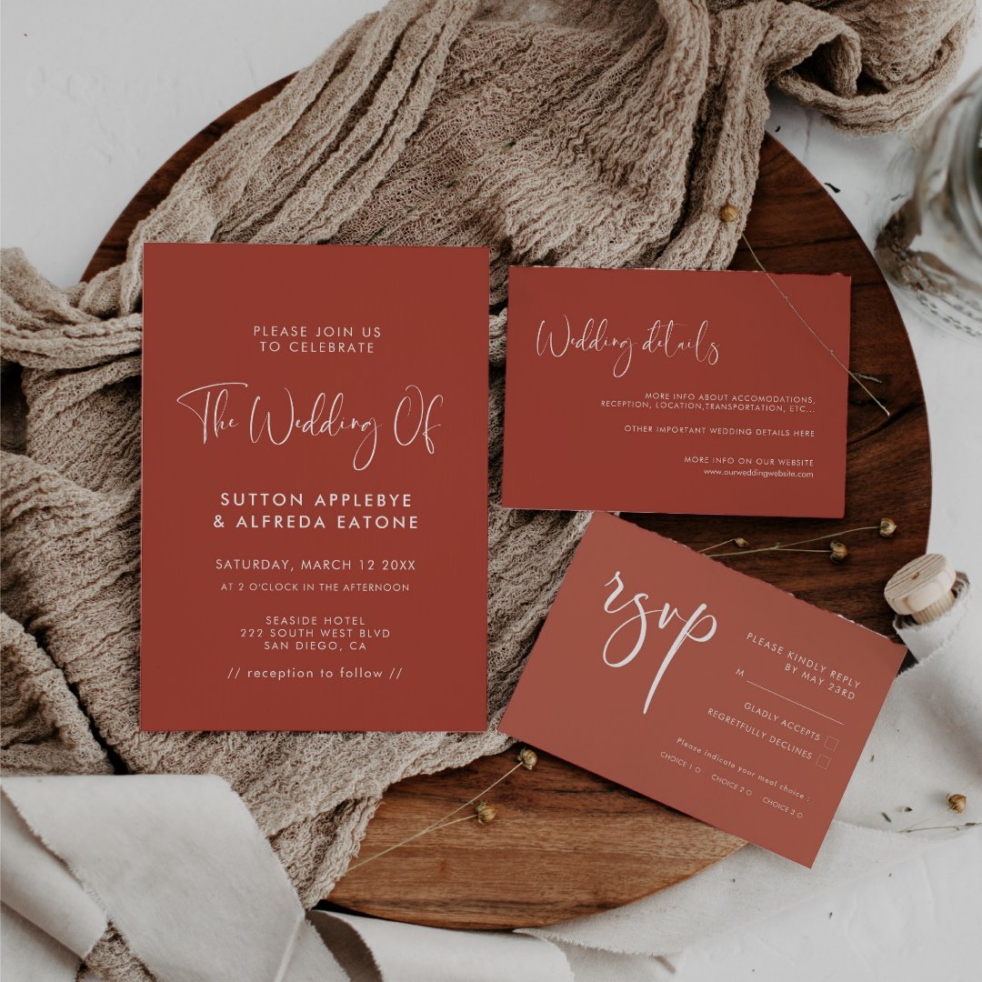 Elegant & modern terracotta wedding after party invitation | Zazzle