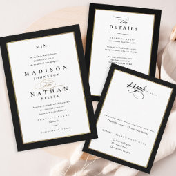 Elegant Black and Gold Wedding Invitation | Zazzle