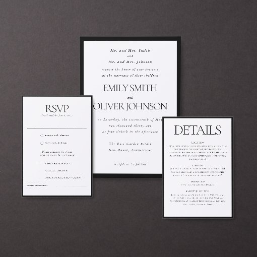 Black Elegant Classic Frame Wedding Parents Host Invitation | Zazzle