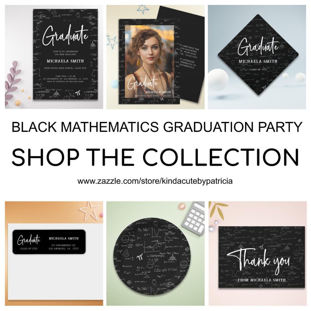 Elegant Black White Hand-Lettering Math Graduation Invitation | Zazzle