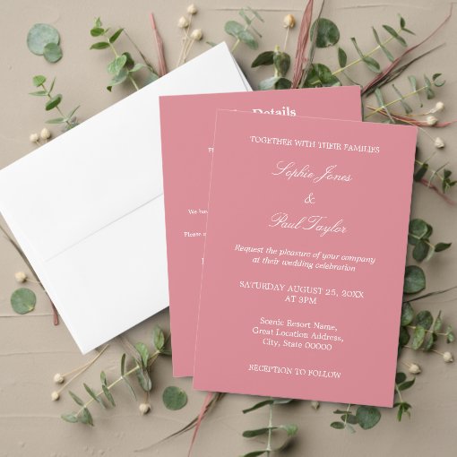 Blush Pink Wedding Invitation Envelope | Zazzle