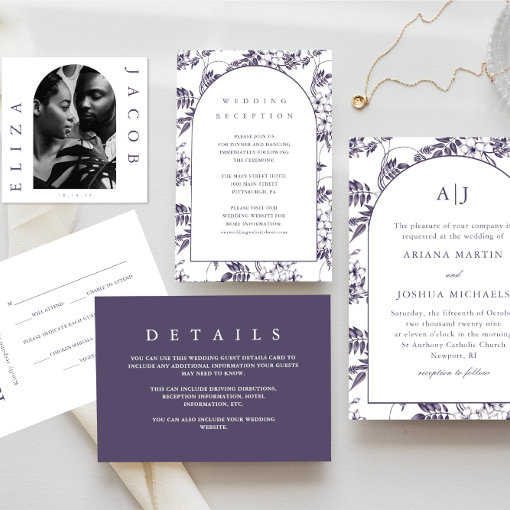 Elegant Floral Arch Photo Wedding Invitation | Zazzle