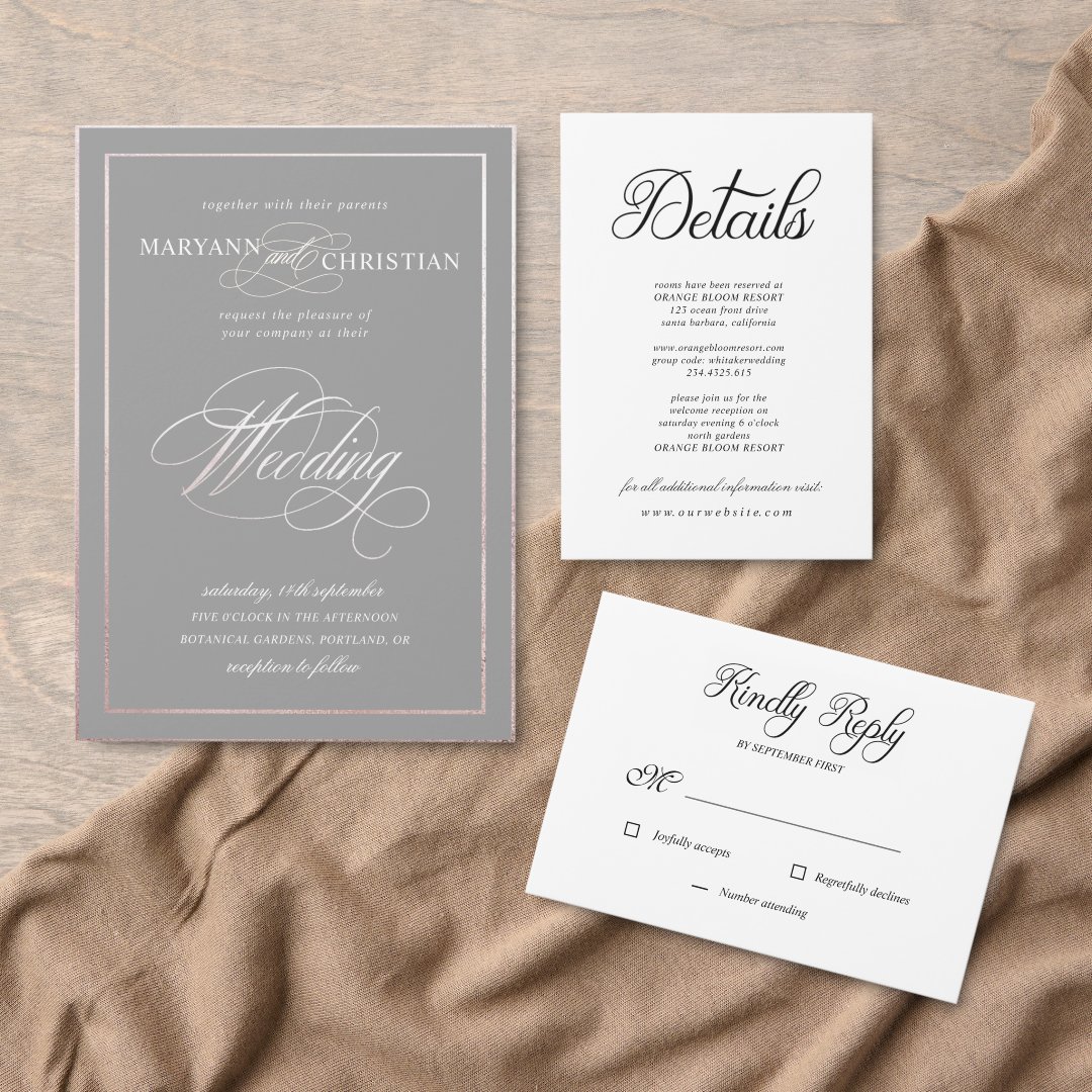 elegant calligraphy tri fold wedding invitation | Zazzle