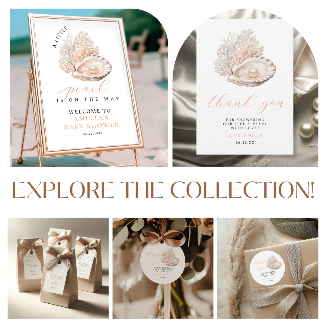 Elegant Ivory Pearl Script Baby Shower Invitation | Zazzle