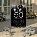 Elegant Silver Diamonds 50th Birthday Welcome Sign | Zazzle