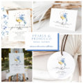 Dusty Blue Pearls & Prosecco Floral Bridal Shower Napkins | Zazzle